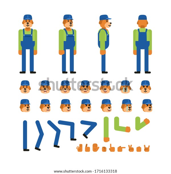 Dog Mechanic Construction Worker Creation Kit Stock Vector (Royalty ...