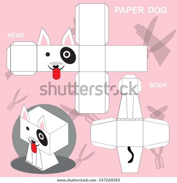 Dog paper craft template