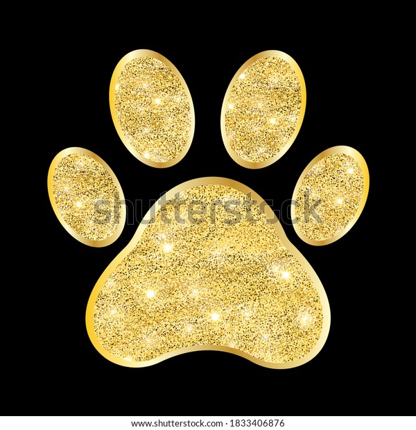 Dog Paw Glitter Gold Frame Vector Stock Vector (Royalty Free ...