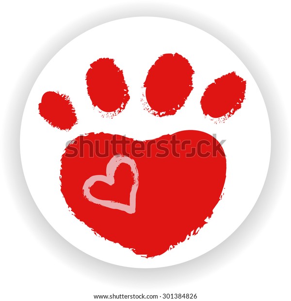 Dog Paw Heart Vector Illustration: vector de stock (libre de regalías ...