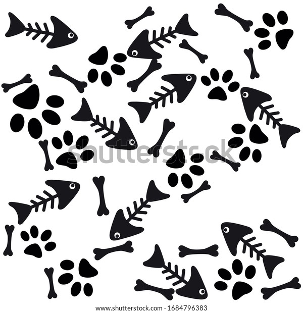 Dog Paw Isolated Dog Bone Fish Stock Vector (Royalty Free) 1684796383 ...