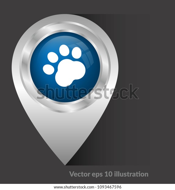 Dog Paw Map Point Sign Vector Stock Vector (Royalty Free) 1093467596 ...