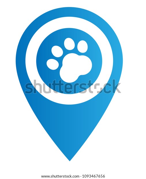 Dog Paw Map Point Sign Vector Stock Vector (Royalty Free) 1093467656