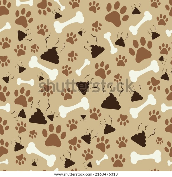 Dog Paw Pattern Bone Poop Seamless Stock Vector (Royalty Free ...