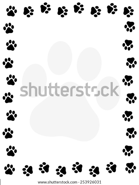 Dog Paw Print Border Frame On Stock Vector (Royalty Free) 253926031 ...