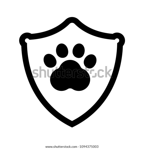 Dog Paw Shield Icon Vector Illustration Stock Vector (Royalty Free ...