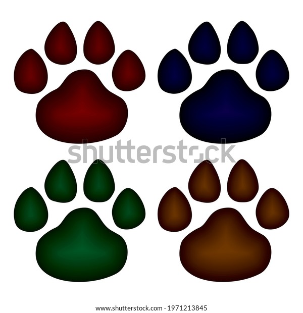 Dog Paw Vector Illustration Set Four Stock Vector (Royalty Free ...