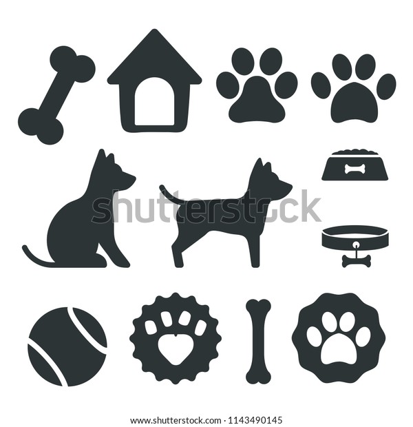 Dog Pet Icons Stock Vector (Royalty Free) 1143490145 | Shutterstock