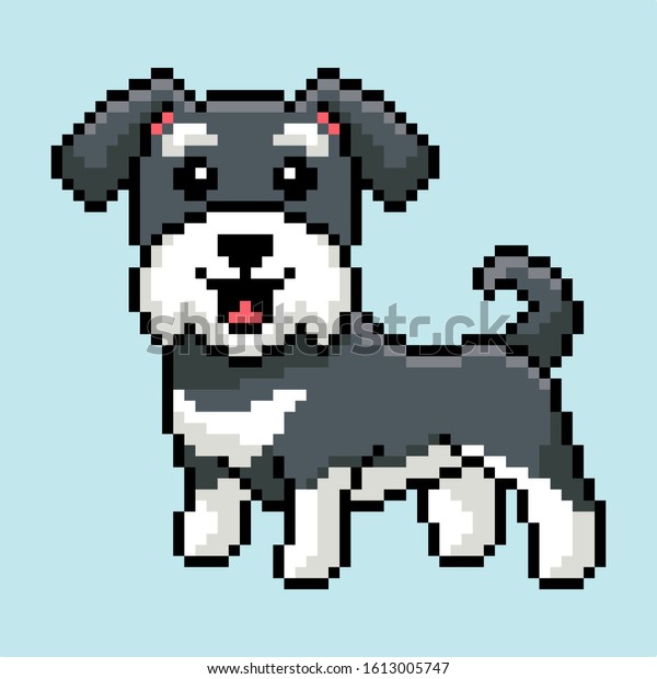 Dog Pixel Cartoon Art Design Schnauzer Stock Vector (Royalty Free ...