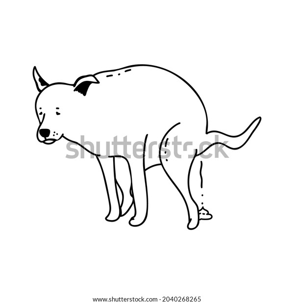 Dog Pooping Vector Outline Illustration Isolated Stock Vector (Royalty ...