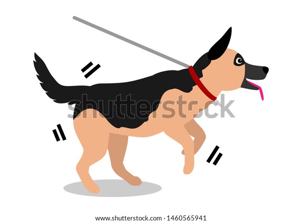 Dog Pulling On Leash Cartoon: vector de stock (libre de regalías ...