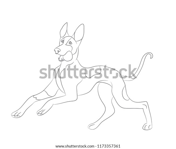 Dog Running Lines Vector White Background Stock Vector (Royalty Free ...