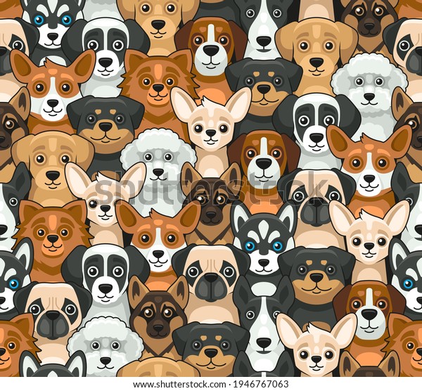 Dog Seamless Pattern Cute Cartoon Style Stock Vector (Royalty Free ...