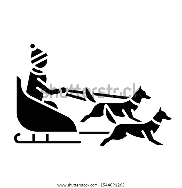 Dog Sledding Glyph Icon Winter Extreme Stock Vector (Royalty Free ...