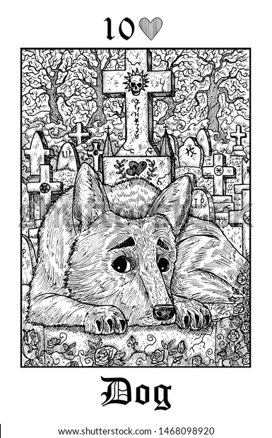 Dog Tarot Card Vector Lenormand Gothic Stock Vector (Royalty Free ...