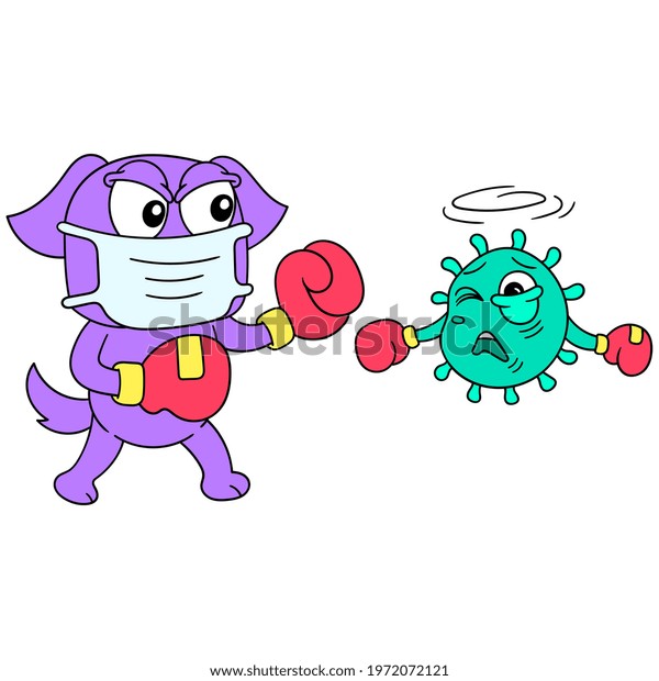 Dog Wearing Boxing Gloves Fighting Against Stock Vector (Royalty Free ...