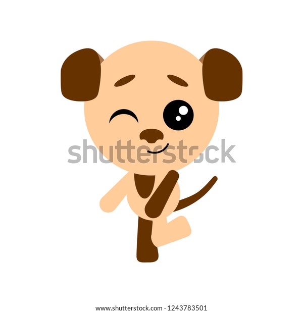 Dog Winks Cute Cartoon Character White Stock Vector (Royalty Free ...