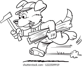 Dog Worker Carpenter Stock Vector (Royalty Free) 1222509919
