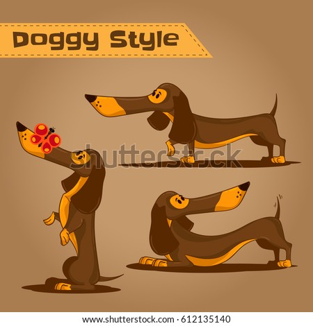 Doggy Style Theme Set Cartoon Brown 库存矢量图（免版税） 612135140 - Shutterstock