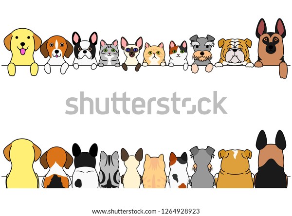 dogs and cats border set, front side and back side