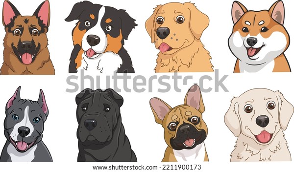 Dogs Sticker Pack Set Icons Cartoon Stock Vector (Royalty Free ...