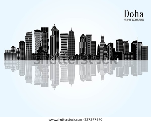 Doha detailed skyline. Vector illustration