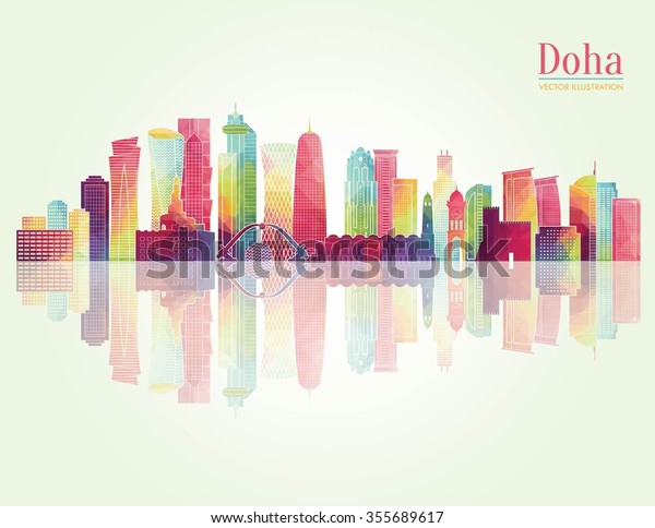 Doha Detailed Skyline Vector Illustration Stock Vector (Royalty Free ...