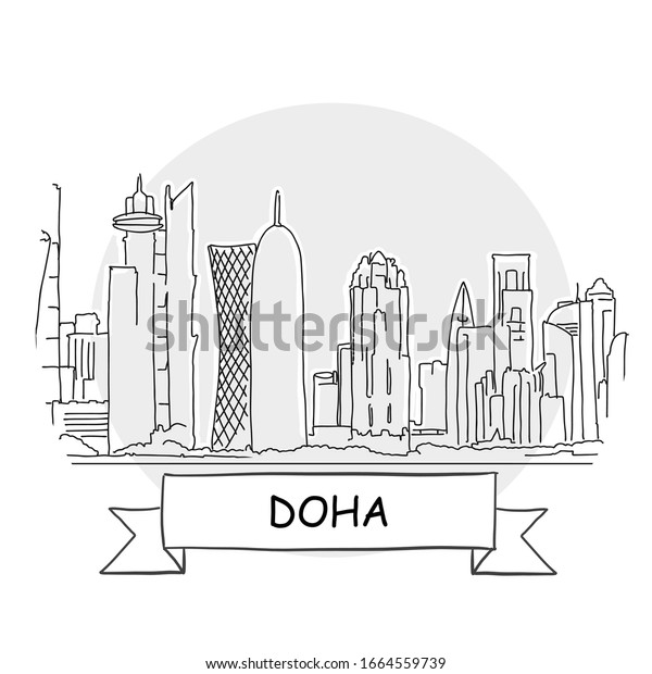 Doha Handdrawn Urban Vector Sign Black Stock Vector (Royalty Free ...