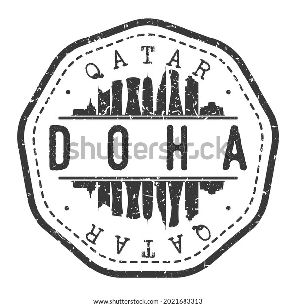 Doha Qatar Stamp Skyline Postmark Silhouette Stock Vector (Royalty Free ...