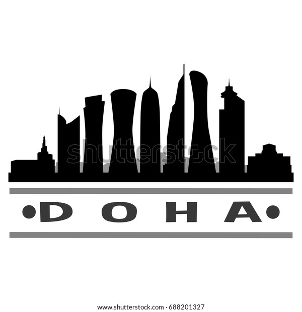 Doha Skyline Silhouette City Vector Design Stock Vector (Royalty Free ...