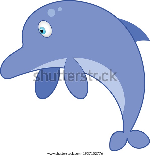 Dolfin Cartoon Fish Vector Art Illustration Stock Vector (Royalty Free ...