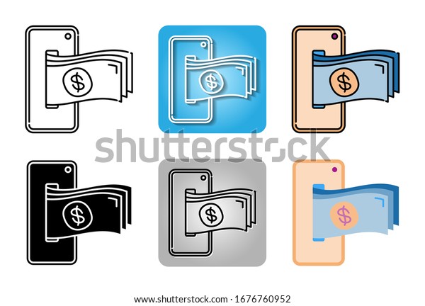 Dollar Banknote Mobile Phone Icon Set Stock Vector (Royalty Free ...