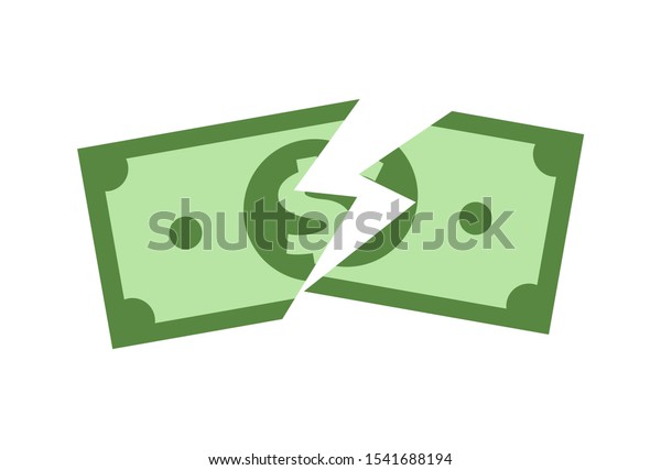 Dollar Banknote Money Torn Ripped Isolated Stock Vector (Royalty Free ...
