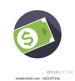 Dollar Bill Flat Design Round Icon Stock Vector (Royalty Free ...