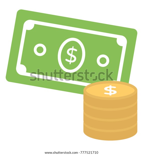 Dollar Bill Pile Coins Representing Cash Stock Vector (Royalty Free ...