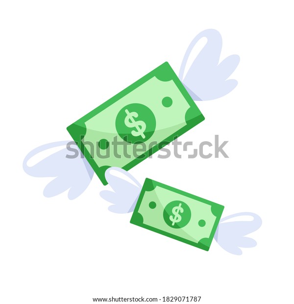 Dollar Bills Wings Flying Dollar Floating Stock Vector (Royalty Free ...