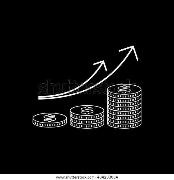 Dollar Coin Increase Line Icon On Stock Vector (Royalty Free) 484230034 ...