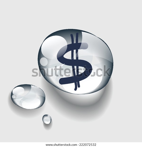 Dollar Currency Sign Icon Transparent Water Stock Vector (Royalty Free ...