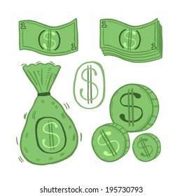 Dollar Doodle Vector Set Stock Vector (Royalty Free) 195730793 ...