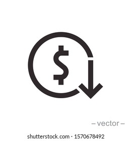 Dollar Down Icon Symbol Vector On Stock Vector (Royalty Free ...