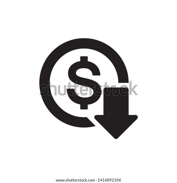 Dollar Down Icon Symbol Vector On Stock Vector (Royalty Free) 1416892106