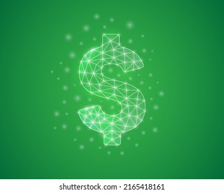 Dollar Low Poly Symbol White Connected Stock Vector (Royalty Free ...