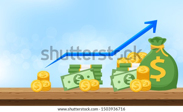 Dollar Money Arrow Pointing On Wood Stock Vector (Royalty Free ...