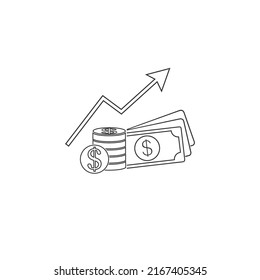 Dollar Rate Increase Line Icon Money Stock Vector (Royalty Free ...