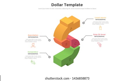 Dollar Sign Divided Into 4 Colorful Stock Vector (Royalty Free ...