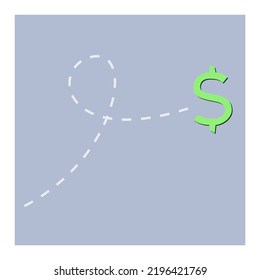 Dollar Sign Flying Dotted Line Stock Vector (Royalty Free) 2196421769 ...