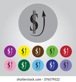 Dollar Sign Rising Icon Stock Vector (Royalty Free) 376579522 ...