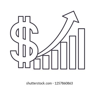 Dollar Symbol Bar Graph Isolated Icon Stock Vector (Royalty Free ...