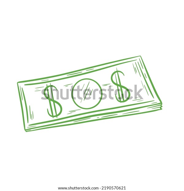 Dollars Hand Engraving Sketch Isolated Object Stock Vector (Royalty ...