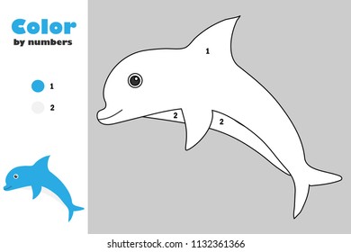 Dolphin Cartoon Style Color By Number Stock Vector (Royalty Free ...